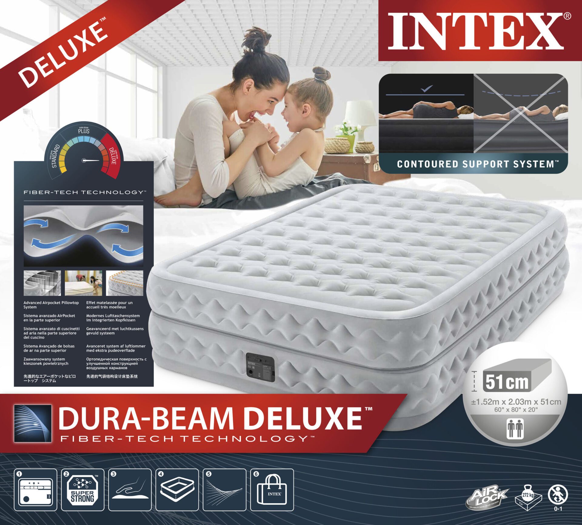 Intex 64490NP Napihljiva postelja Queen Dura Beam Deluxe Supreme Air ...